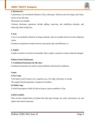 Python Lab Manual for First year Engineering students | PDF