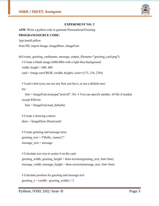 Python Lab Manual for First year Engineering students | PDF