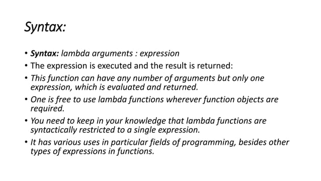 Python lambda.pptx | Programming Languages | Computing