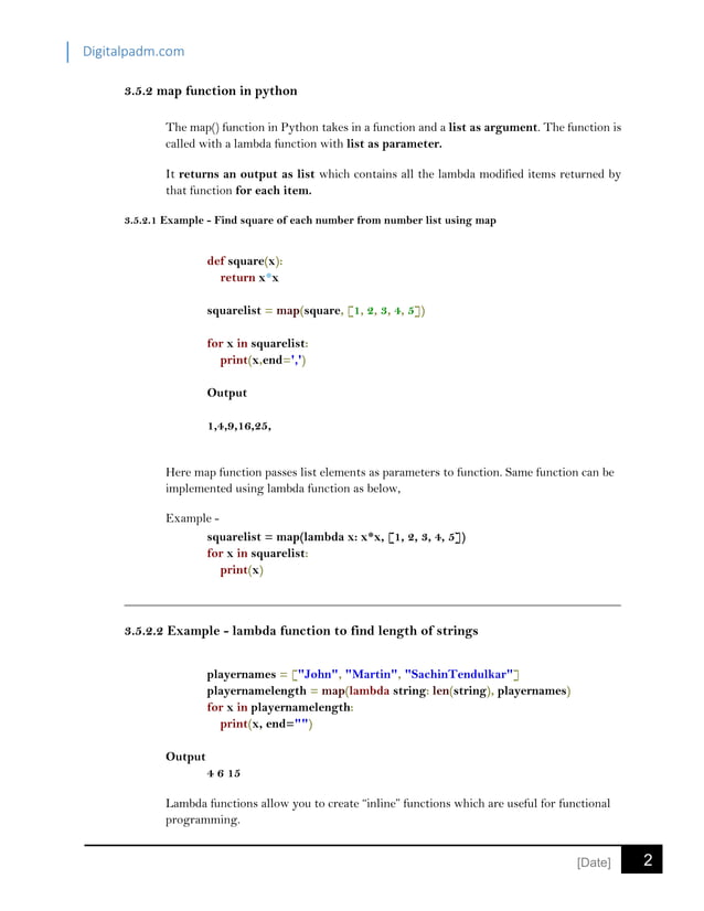 Python Lambda Functions With Filter Map And Reduce Function Pdf