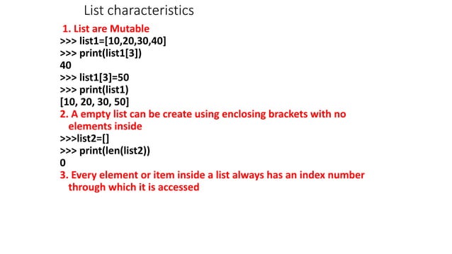Python list concept | PPTX | Programming Languages | Computing