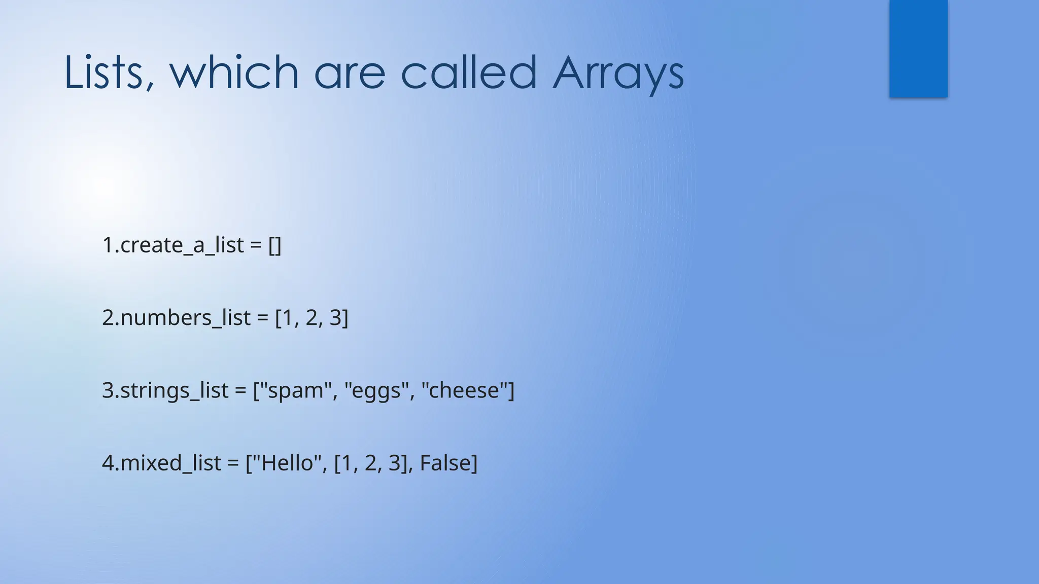 pythonlist_arrays_and some practice problems | PPT