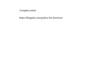 Python list functions | PDF