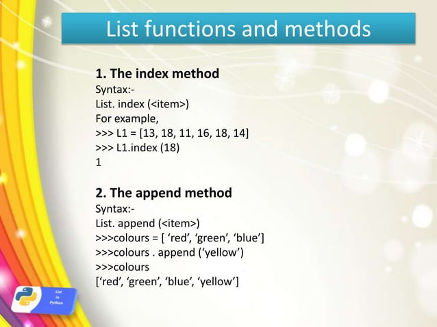 Python lists | PPT