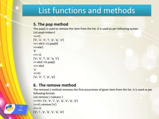 Python lists | PPT