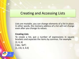 Python lists | PPT