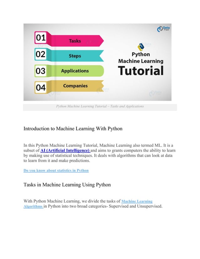 Python Machine Learning Tutorial | PDF Python Machine Learning Tutorial | PDF