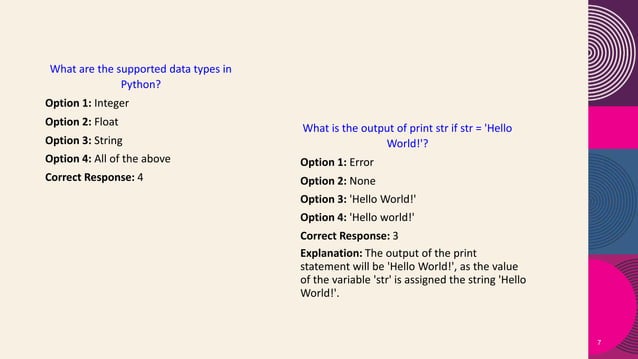 Python Mcq Questions Excel Your Python Knowledge Pptx Programming Languages Computing