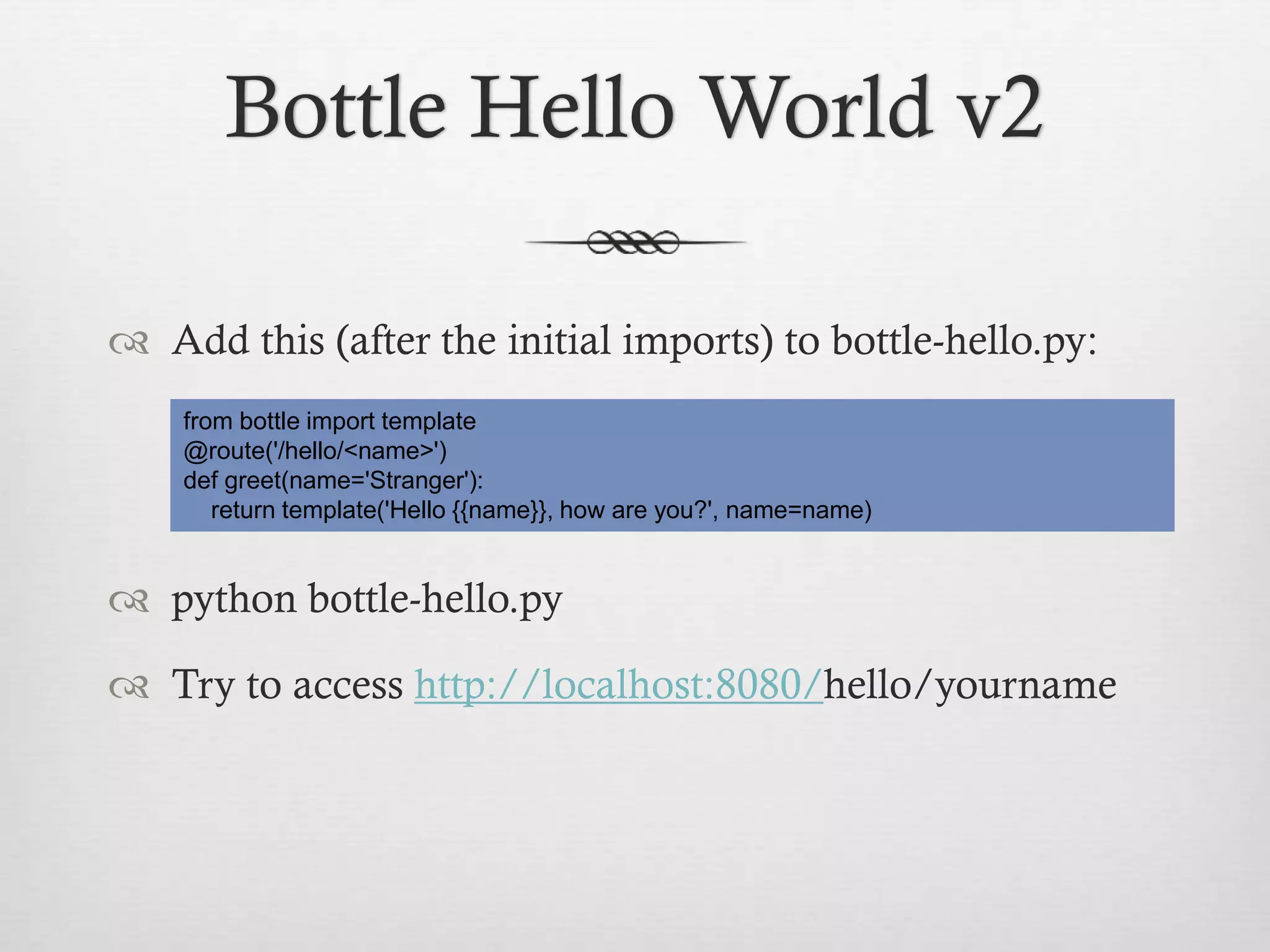 Simple webapps with nginx, uwsgi emperor and bottle | PPT