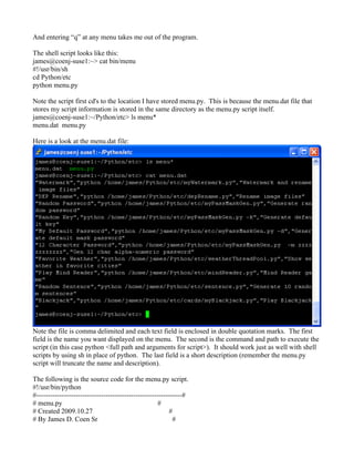 Python Menu | PDF | Operating Systems | Computer Software and Applications