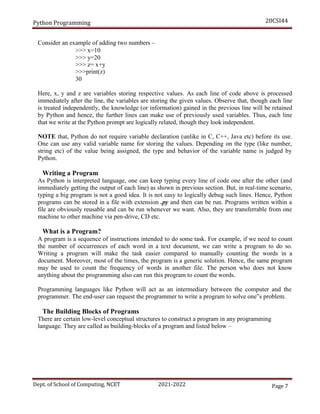 Python_Module_1.pdf | Data Storage and Warehousing | Computing