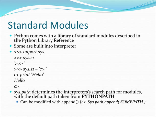 Python modules | PPT | Programming Languages | Computing