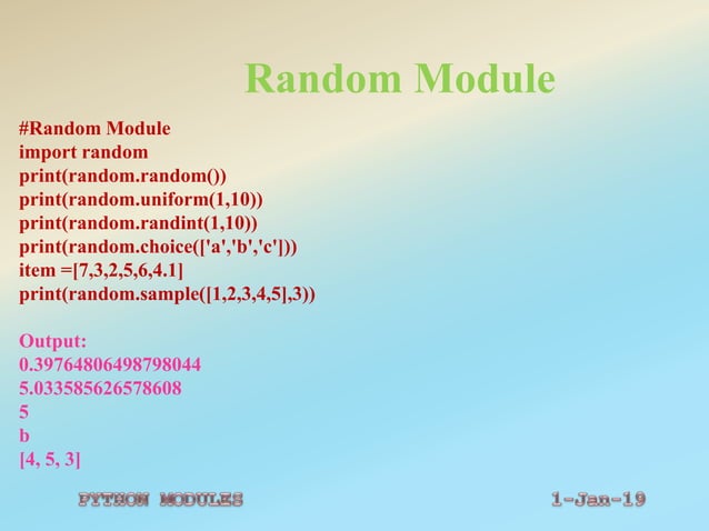 Python modulesfinal | PPTX