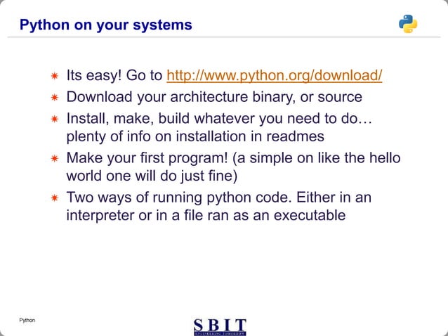 PYTHON FOR BEGINNERS (BASICS OF PYTHON) | PPTX