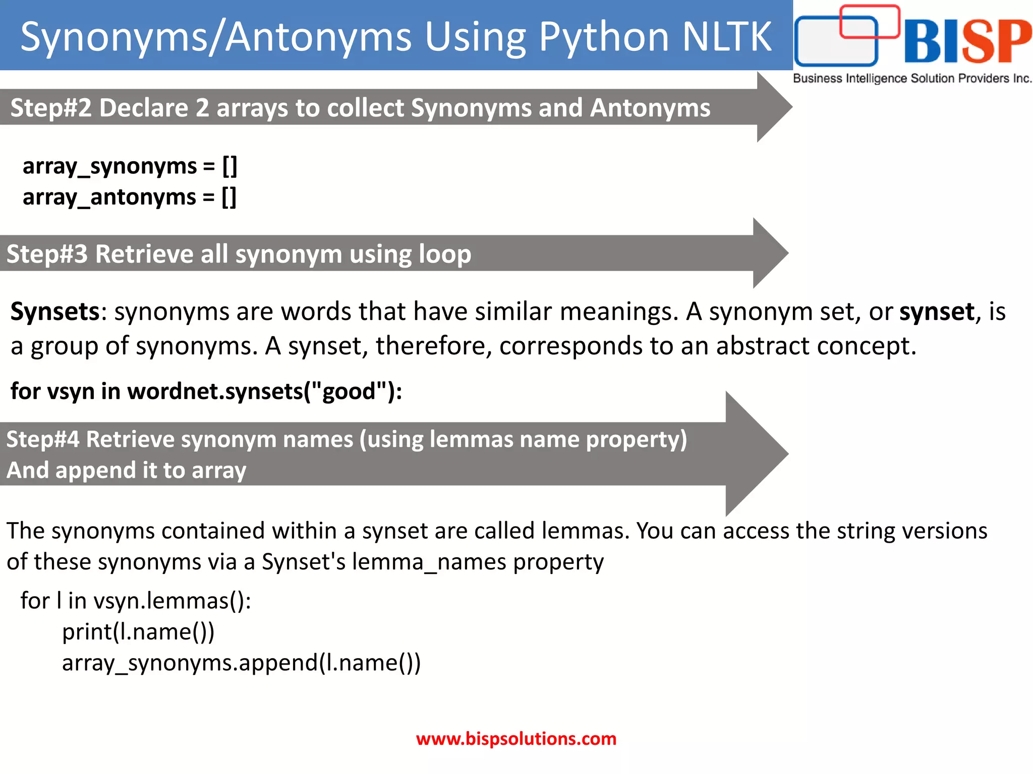 Python nltk synonyms and antonyms | PPT