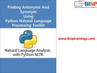 Python nltk synonyms and antonyms | PPT