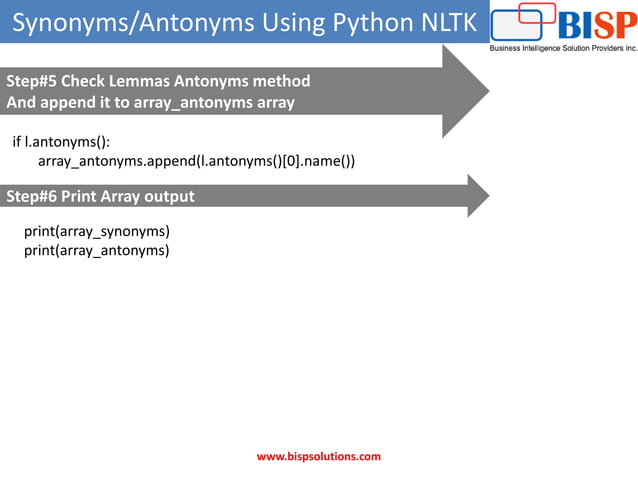 Python nltk synonyms and antonyms | PPT