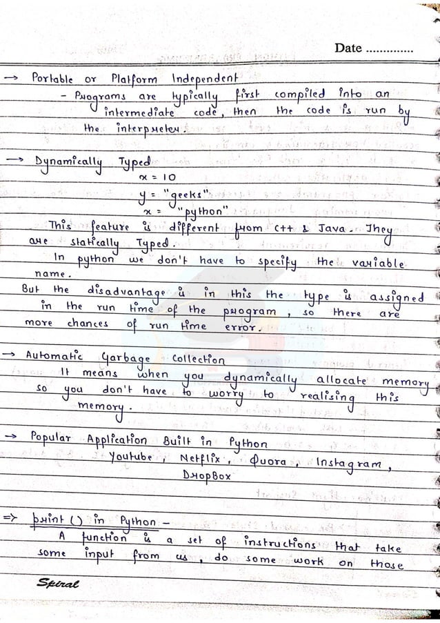 Python Notes best on the one python notes | PDF