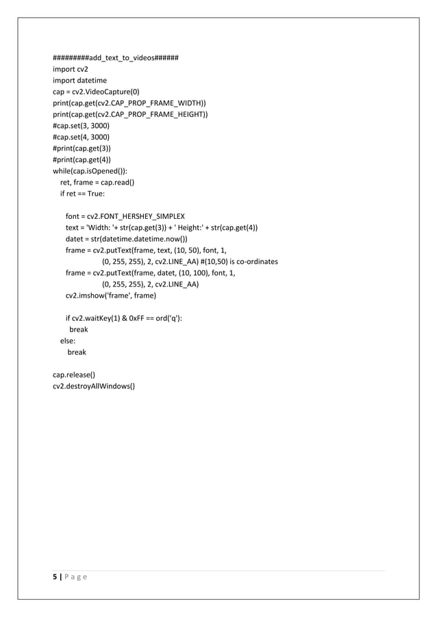 Python openCV codes | PDF
