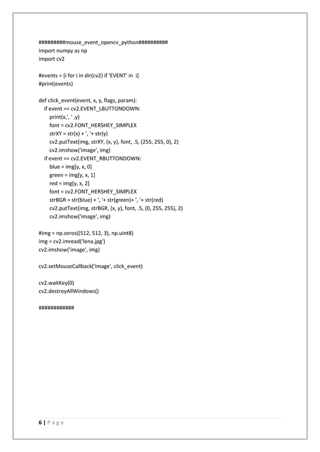 Python openCV codes | PDF