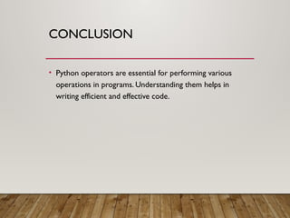 Python_Operations - types of the operators | PPT