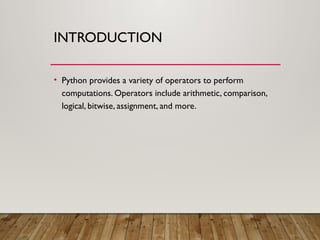Python_Operations - types of the operators | PPT
