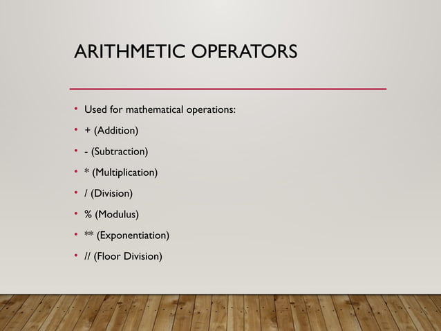 Python_Operations - types of the operators | PPT