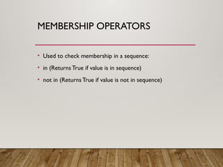 Python_Operations - types of the operators | PPT