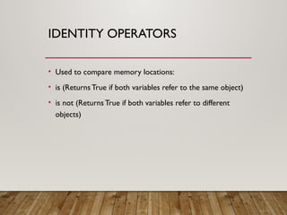 Python_Operations - types of the operators | PPT