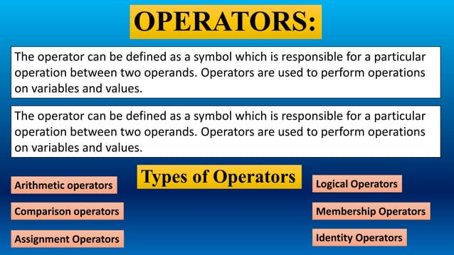 OPERATOR IN PYTHON-PART1 | PPTX