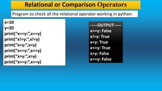 OPERATOR IN PYTHON-PART2 | PPT