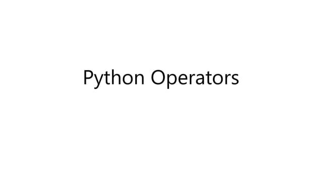 Python Operatorspptx