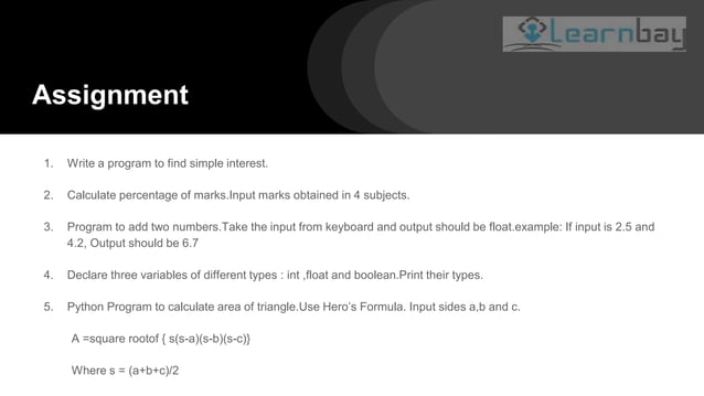 Python Training In Bangalore Python Introduction Session Learnbay Ppt Free Download