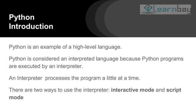 Python Training in Bangalore | Python Introduction Session | Learnbay | PPT