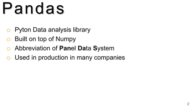 Python Pandas Library Ppt