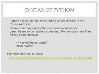 Python course training in Chandigarh | PPT