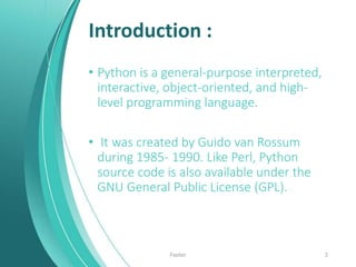 Python presentation | PPT