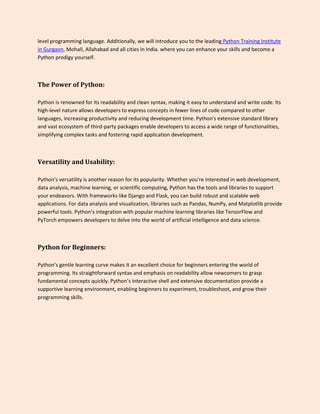 Python Prodigy: Unraveling the Secrets of High-Level Programming | PDF