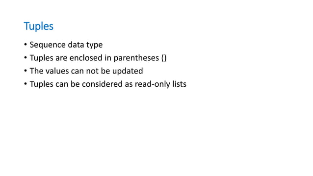 Python programming -Tuple and Set Data type | PPT