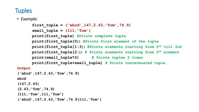 Python programming -Tuple and Set Data type | PPT