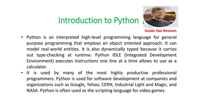 Python Programming for Beginners | PPTX | Programming Languages | Computing
