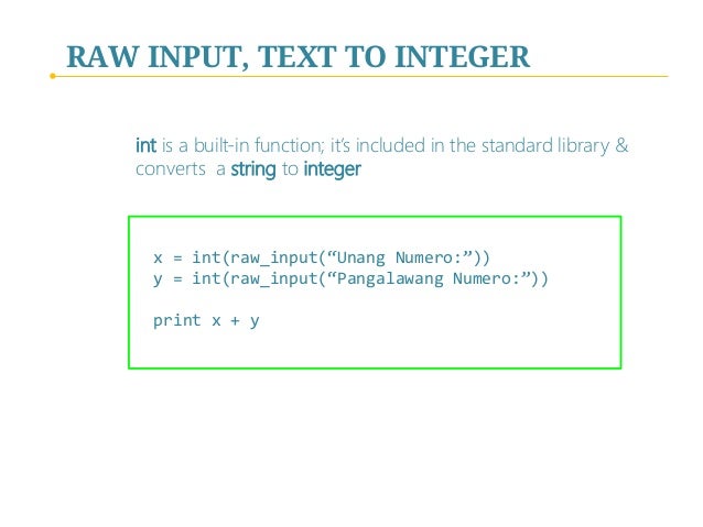 Python Programming - II. The Basics