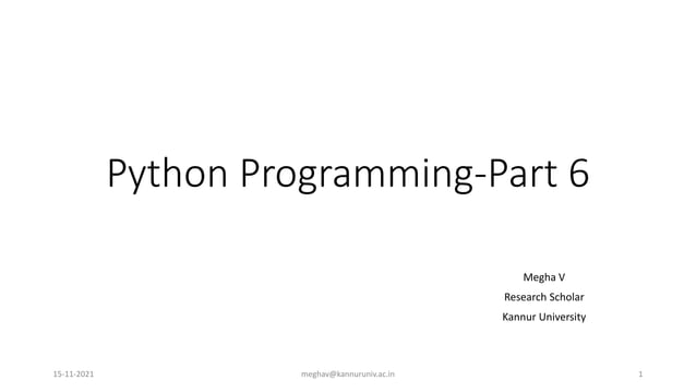 Python programming Part -6 | PPT