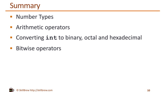 Python Programming Essentials - M10 - Numbers and Artihmetic Operators | PPT