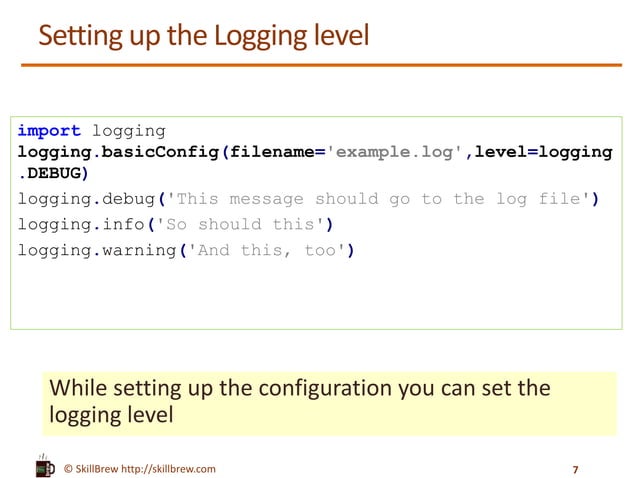 Python Programming Essentials M27 Logging Module Pptx Programming Languages Computing