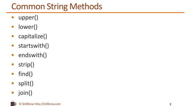 Python Programming Essentials - M8 - String Methods | PPT