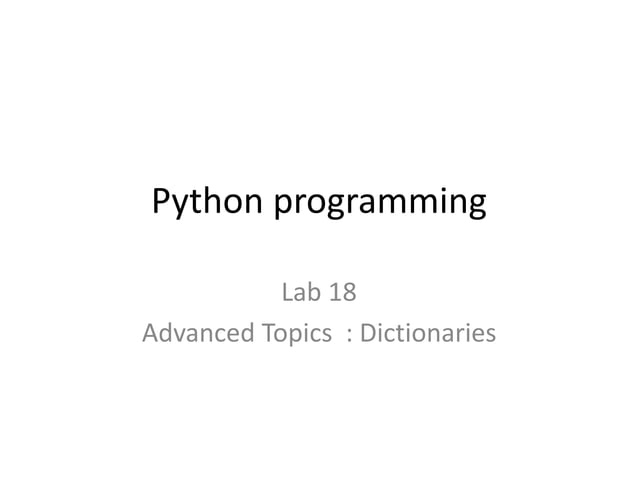 Python programming lab 18 | PPT