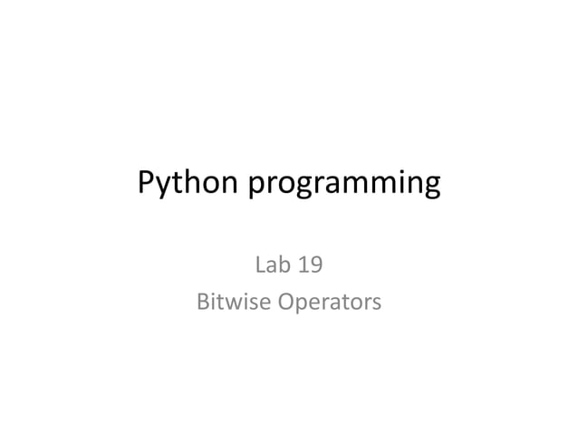Python programming lab 19 | PPT