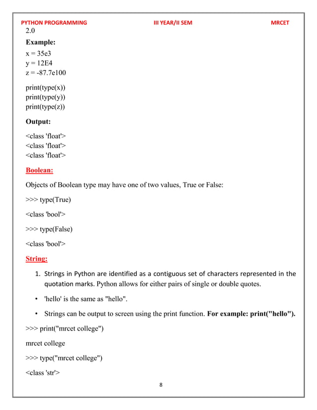 PYTHON PROGRAMMING NOTES.pdf | Programming Languages | Computing