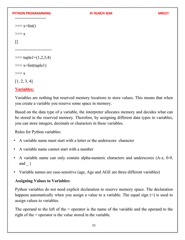 PYTHON PROGRAMMING NOTES.pdf | Programming Languages | Computing